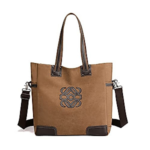 PORRASSO Crossbody Bag Women Shoulder Bag Canvas Handbag Girl Tote Bag Messenger Bag for Work School Travel Daily Use Brown
