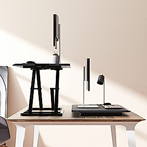 JYLH JOYSEEKER Compact Standing Desk Converter, 29.3 Inch Height Adjustable Preassembled Stand up Desktop Riser with Exclusive Handle for Laptop, Ultra Low Profile Design