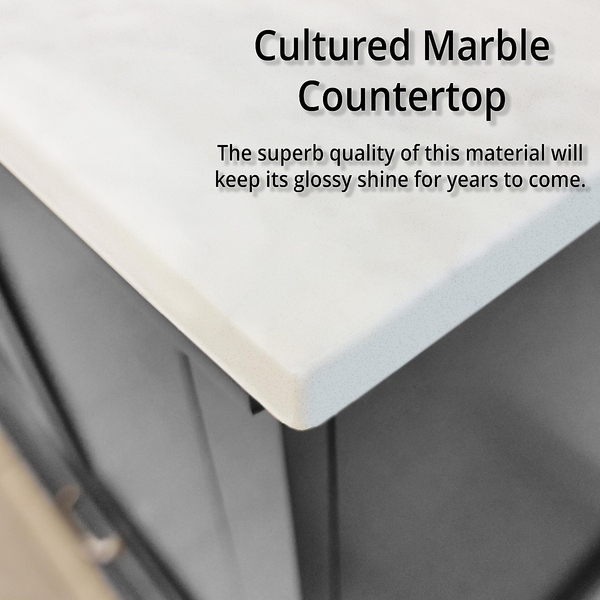 Bell+Modern Tybee 84 in. W x 22 in. D Dark Grey Double Bath Vanity, Cultured Marble Top, Faucet Set and 34 in. Mirrors