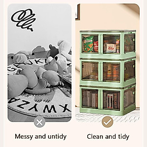 Stackable Storage Bins with Lids and Wheels, Stackable and Sturdy, Collapsible Plastic Storage Containers, Functional Folding Storage Box, Bedroom, Living Room, Study Room, Toy Room