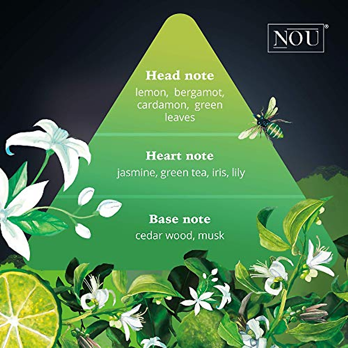 NOU Bergamot Perfume – Citrus Perfume – Natural Perfume for Women with Essential Oils – Fresh Smelling Perfume with Citrus and Musk Notes Bergamot Perfume for Women 1.7 fl oz EDP