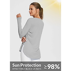 BALEAF Women's Sun Shirts UPF 50+ Long Sleeve Hiking Tops Lightweight Quick Dry UV Protection Outdoor Clothing Grey M