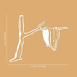 Vinyl Wall Art Decal - Surrealist Clock - 22" x 27.5" - Inspirational Artistic Surrealism Salvador Dalí Design Sticker for Office Studio Business Library Kids Room Playroom Living Room Decor (White)