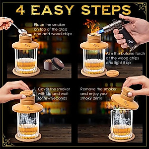 Aberdeen Oak Deluxe Cocktail Smoker Kit - Whiskey Infuser Set with Torch, Hickory & Oak Chips, Whisky Balls - Smoky Flavor Enhancer for Drinks (Butane Not Included)