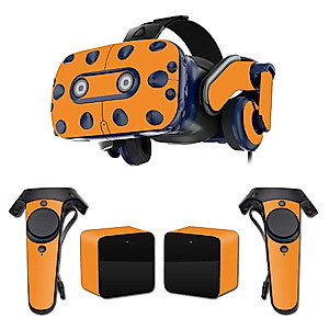 MightySkins Skin Compatible with HTC Vive Pro VR Headset - Solid Orange | Protective, Durable, and Unique Vinyl Decal wrap Cover | Easy to Apply, Remove, and Change Styles | Made in The USA