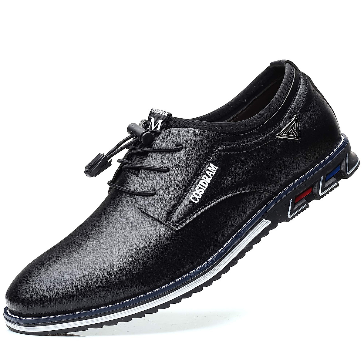 COSIDRAM Mens Casual Leather Shoes Business Slip-on Shoes Comfort Fashion Office Shoes for Male Black 8.5