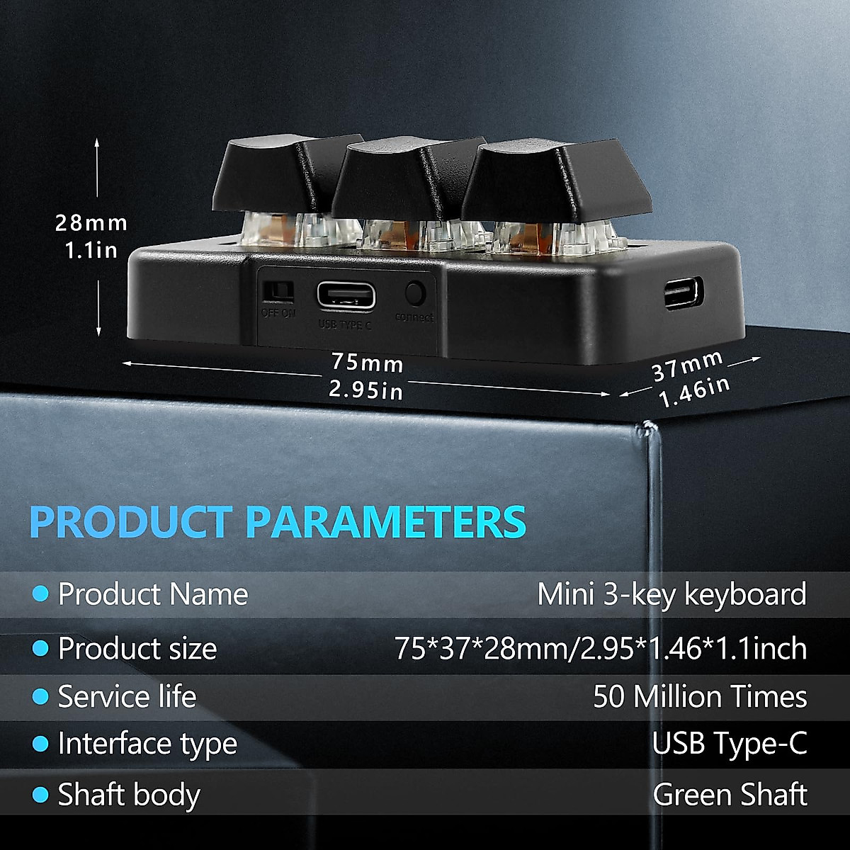 EHOLY USB Mechanical Gaming Keyboard 3 Key Mini Keypad Customize Programmable Macro Keyboard OSU Keypad One Key Control Combo with RGB Backlit for PC Video Game Office Work Sheet Music,HID