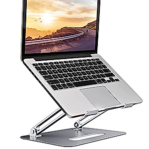 YICOSUN Portable Aluminum Laptop Holder, with Cooling Fan,Adjustable Ergonomic Laptop Stand, Foldable Computer Stand Anti-Slip Laptop Riser Compatible with 9-15.6 inch Laptops, Silvery