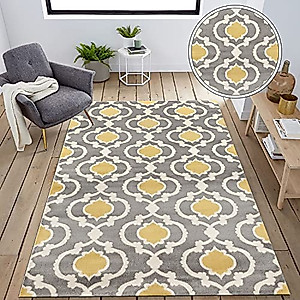 Moroccan Trellis Contemporary Gray/Yellow 7'3" x 10'2" Indoor Area Rug