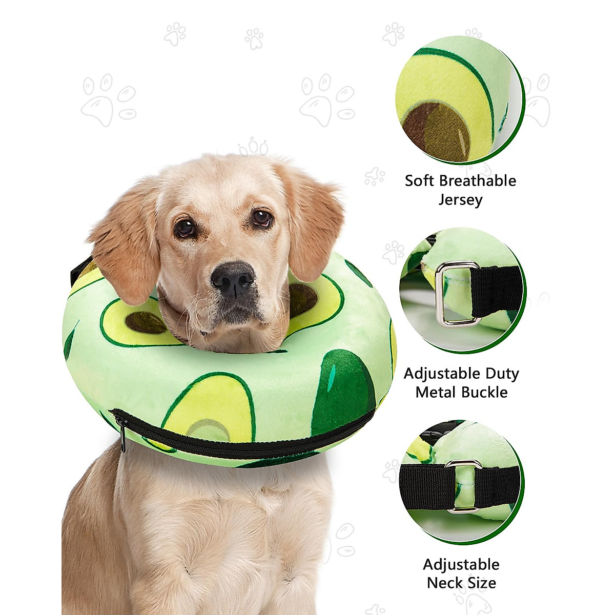 Dog Cone Collar for Small Medium Large Dogs for After Surgery, Pet Inflatable Neck Donut Collar Soft Protective Recovery Cone for Dogs and Cats - Alternative E Collar Does Not Block Vision - Green,L
