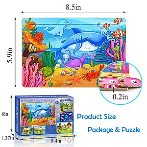Puzzles for Kids Ages 3-5, Wooden Jigsaw Puzzles 24-30 Pieces for Toddler Children Learning Educational Puzzles 3 4 5 6 Year Toys for Boys and Girls (6 Puzzles)