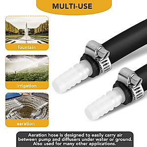 100 feet ⅜ inch Self Sinking Aeration Hose With Two Stainless Steel Hose Clamps and Two Menders for Easy Installation - Contractor Grade Weighted Air Line Tubing For Pond Water Lake Plumbing