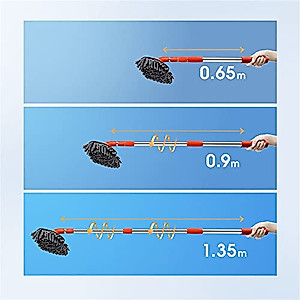 Retractable Double Layer Car Wash Brush, 2022 New Car Wash Brush with Long Handle, Premium Soft Car Wash Mop Scratch-Free Car Wash with 360°Flexible Rotation Microfiber Replacement Head (1 Pcs)