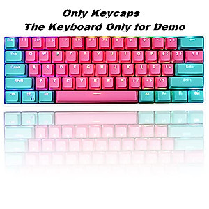Guffercty kred 61 Keycaps 60 Percent Miami Keycaps Set PBT Ducky Keycap Backlit OEM Profile with Key Puller for Cherry MX Switches Mechanical Gaming Keyboard (Miami)