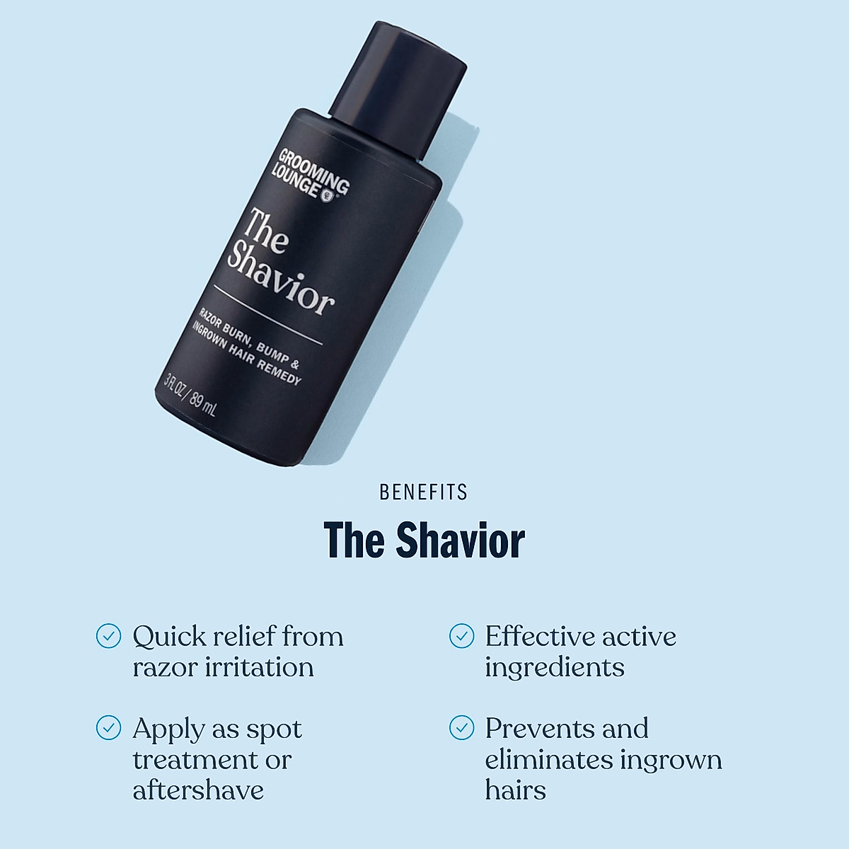 Grooming Lounge the Shavior Post Shave Remedy - Calms Inflammation and Irritation - Prevents and Eliminates Ingrown Hair - Effective Spot Treatment - No Paraben and Sulfate - Cruelty Free - 3 oz
