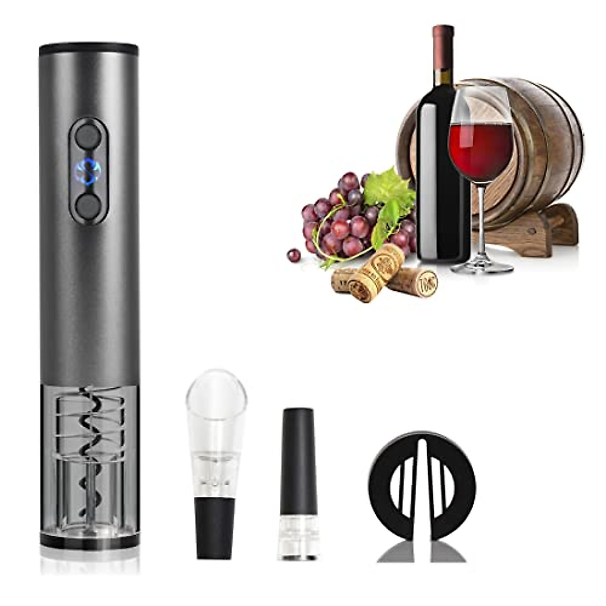 Electric Wine Bottle Opener Automatic Wine Opener Electric Corkscrew with Wine Aerator,Foil Cutter,Wine Stopper,Perfect Wine Gifts for Wine Lovers