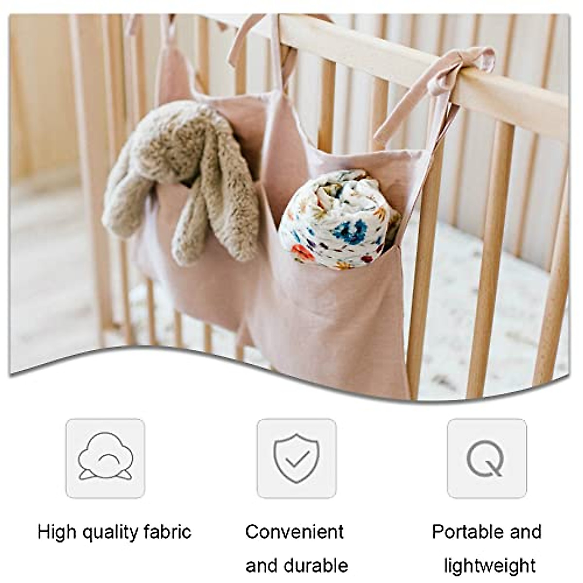 SuXHyez Bedside Caddy Hanging Storage Pocket Baby Cot Pocket Organiser for Holding Bottle Toy Diaper Nursery Dorm Rooms Baby Bed Rails Hanging Storage Bag（Grey