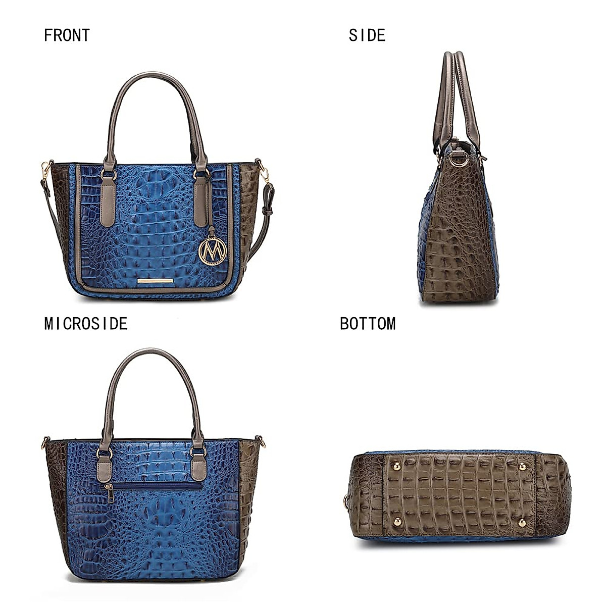 MKF Collection Satchel Bag for Women’s,Crocodile Embossed Vegan leather Crossbody Tote Handbag Top-Handle Purse Cognac Brown by Mia k