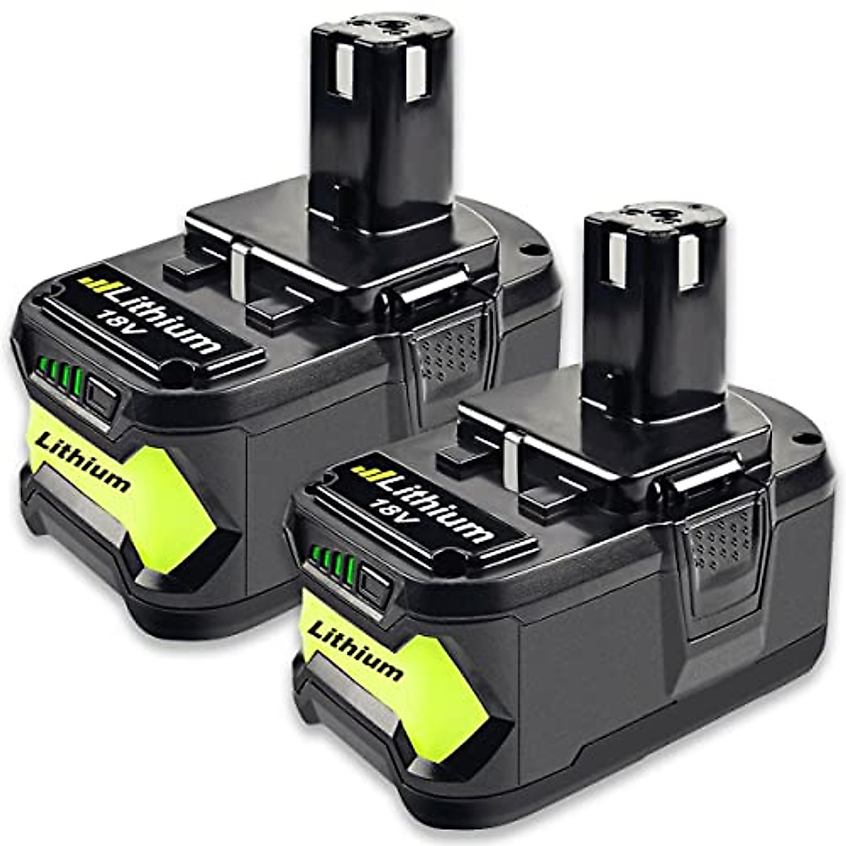 MANUFER 2Pack 6.5Ah 18V P108 Lithium-ion Battery Replacement for Ryobi 18v Lithium-ion Battery P108 P105 P102 P103 P107 P109 P104 Suit Replacement for Ryobi 18-Volt Battery