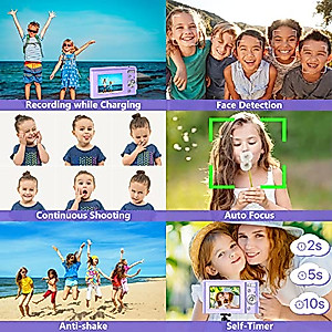 Digital Baby Camera for Kids Teens Boys Girls Adults,1080P 48MP Kids Camera with 32GB SD Card,2.4'' Kids Digital Camera with 16X Digital Zoom, Compact Mini Camera Kid Camera for Kids/Student（Purple）