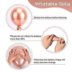 RUBFAC 120pcs 12 Inches Rose Gold Balloons Arch Garland Kit, White and Rose Gold Confetti Balloons for Birthday Party Wedding Graduation Engagement Party Decorations