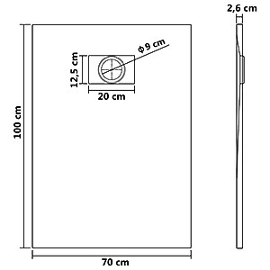 vidaXL Shower Base Tray Home Indoor Plumbing Fixture Hardware Part Skid Resistant Bathroom Base Shower Receptor Tray SMC Black 39.4"x27.6"