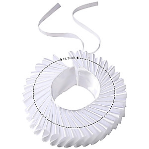 BABEYOND Renaissance Ruffled Neck Collar Vintage Clown Choker Wrap Renaissance Elizabethan Ruffle Layered Collar Scarf for Costume Party (White)