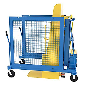Vestil TCD-U-60-AC Universal AC Trash Can Dumper, Steel, 60-3/16" Maximum Height, 135 Degree Maximum Angle, 400 lb Uniform Capacity, Blue/Yellow