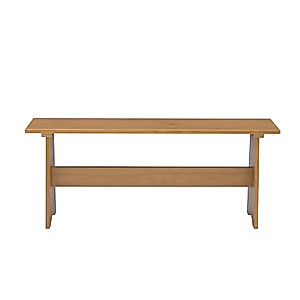 Linon Delk Pine Wood Large Backless Bench in Honey