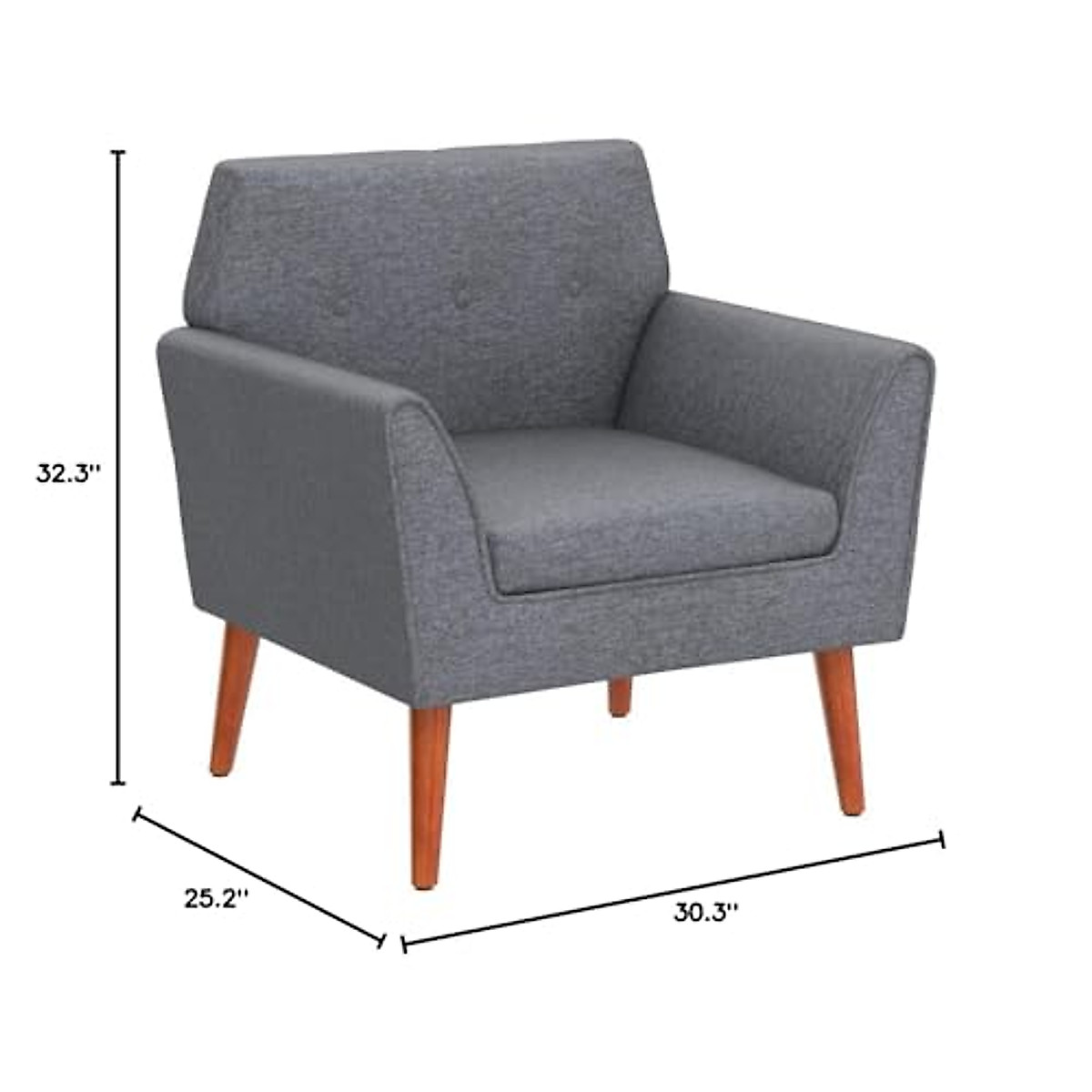 Ouchtek Living Room Accent Chairs Set of 2 Comfortable Linen Fabric Room Chairs Upholstered Reading Chair Mid-Century Modern Armchair for Bedroom Apartment Room Corner Anteroom, Gray