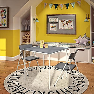 CoscoProducts Kid's 3-Piece Activity Set, Table and 2 Folding Chairs, Pinch-Free Design, Easy to Clean, Multi-Purpose, Easy to Assemble, Portable, Great for Snacking, Homework, & Games, Grey
