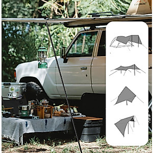 Sutekus Aluminum Poles Tarp Poles Replacement Accessories 5 Section Multifunction Aluminum Rod with Lantern Hook for Camping Shelters Canopy Support 2 Poles (Black)