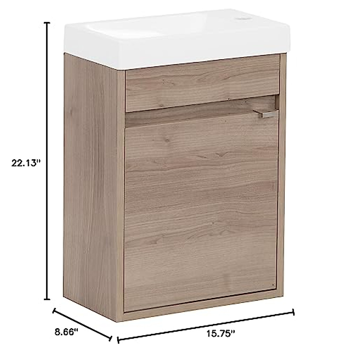 Spring Mill Cabinets Kambree Bathroom Vanity with Sink, 15.75 in. W x 8.66 in. D x 22.13 in. H, Forest Elm