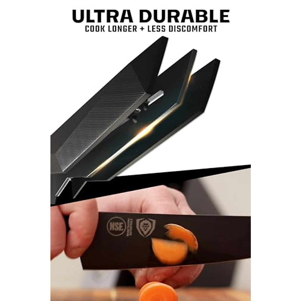 DALSTRONG Knife Block Set - 5pc - Shadow Black Series - Black Titanium Nitride Coated - High Carbon - 7CR17MOV-X Vacuum Treated Steel - Sheath - Kitchen Knife Set with Block - NSF Certified