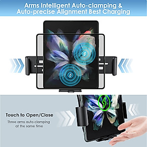 Qoosea Dual Coils Fast Wireless Car Charger for Z Fold 5/4/3 Car Mount 15W Smart Qi Car Holder for Air Vent Dashboard for Samsung Galaxy Z Fold 5/4/3/2 for Galaxy Z Fold