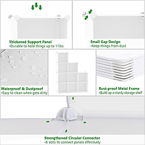 C&AHOME Cube Storage, 9-Cube Bookshelf, Plastic Closet Cabinet Organizer, DIY Stackable Bookcase, Modular Shelving Units Ideal for Home, Office, Kids Room, 36.6" L x 12.4" W x 48.4" H Milky UPCS09M