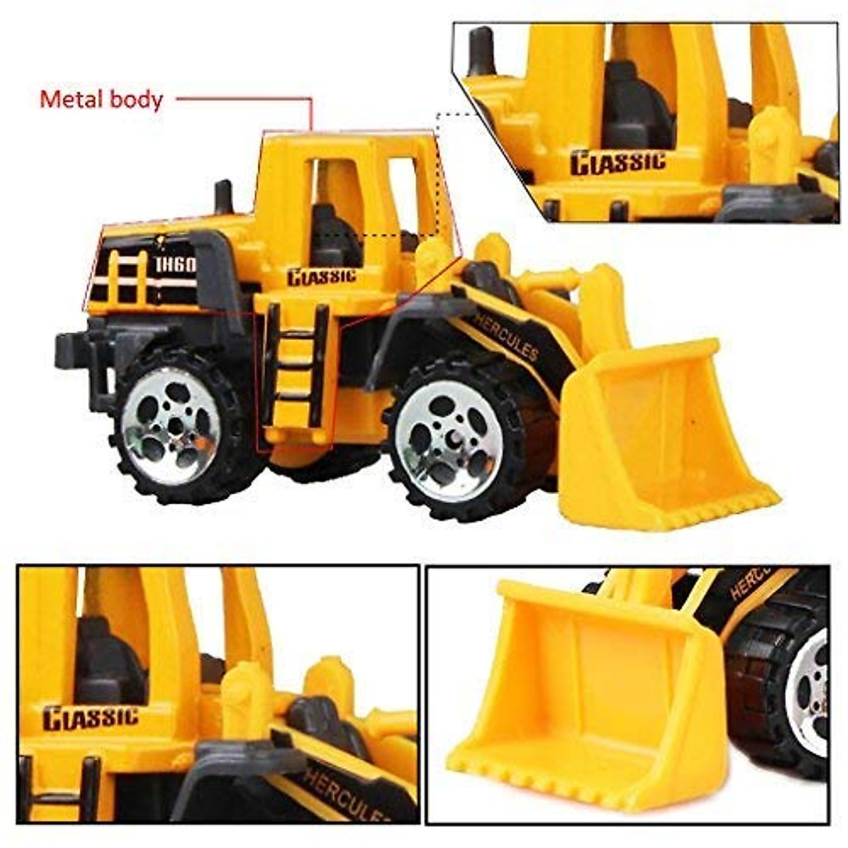 YIMORE Alloy Construction Engineering Truck Models Mini Pocket Size Play Vehicles Cars Toy Cake Toppers for Kids Toddlers Boys (5Pcs Set)