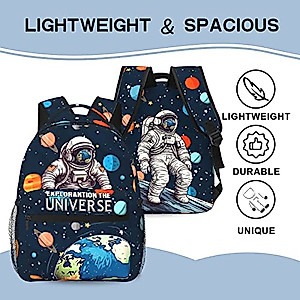Galaxy Space Astronaut Backpack for Men Blue Planet Print Bookbags for Men Lightweight Waterproof Adjustable Strap Bags Travel Daypack Laptop Backpack