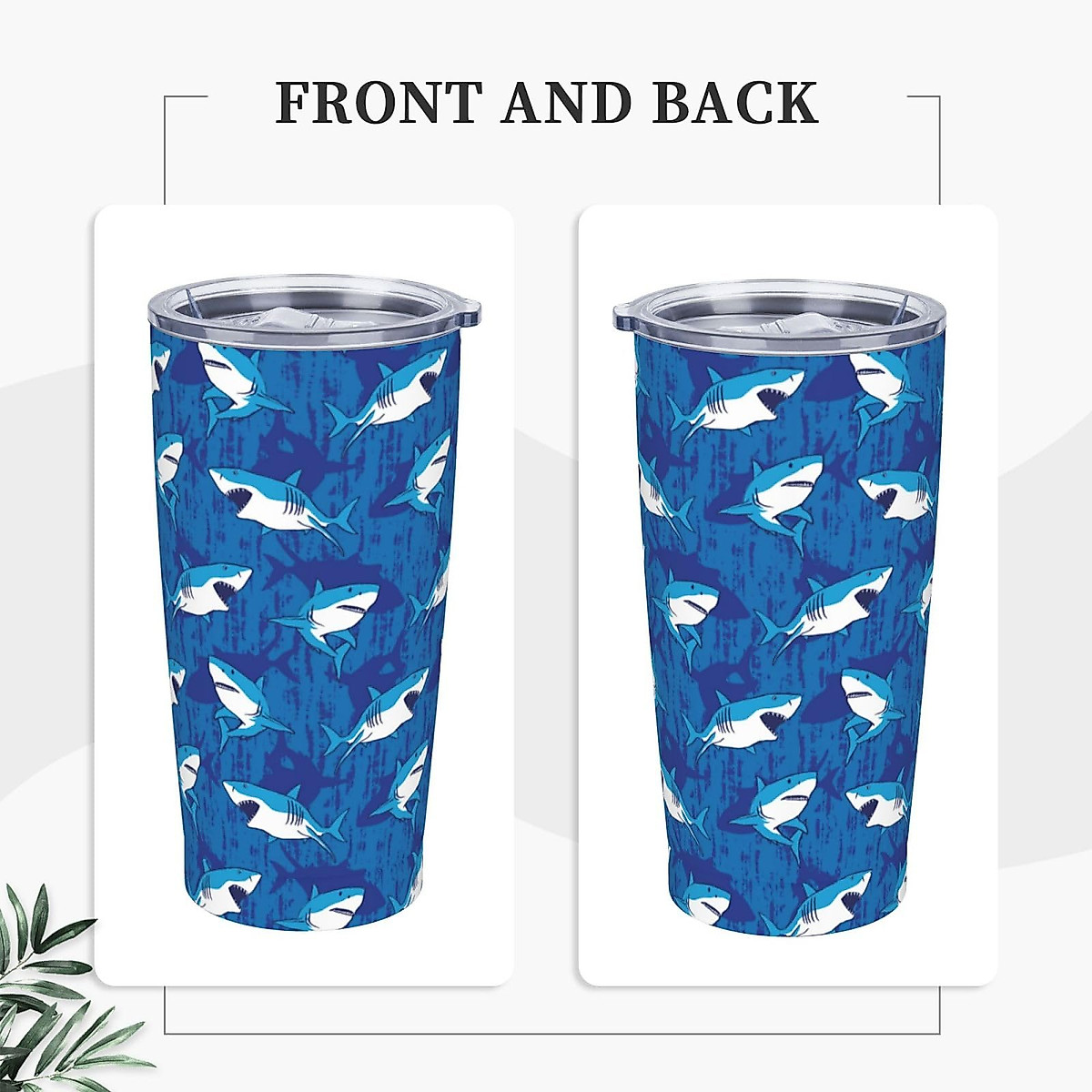 JASROTAO Shark Tumbler,Sharks 20oz Stainless Steel Insulated Travel Tumbler,Travel Coffee Mug with Lid and Straw Water Bottle Drink Tumbler Cups Gifts for Women Men Lovers