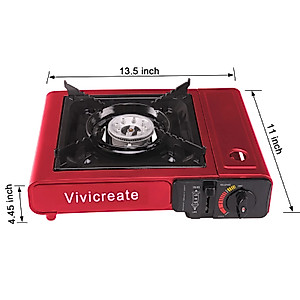 Vivicreate 8500 BTU Portable Stove, Camping Stove, Butane Stove,Butane Burner, Outdoor stove (Red)