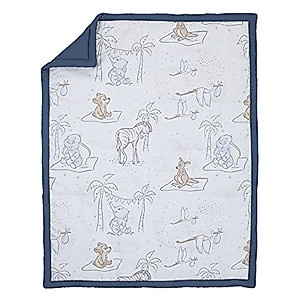 Disney Dumbo Mommy's Little Peanut Ivory, Gray, Blue Kangaroo, Bear, Zebra, Stork with Palm Trees 6Piece Nursery Crib Bedding Set, Ivory, Blue, Grey, Tan