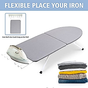 VeYocilk Tabletop Ironing Board, Reinforced Foldable Iron Board with Iron Rest, Portable Travel Small Ironing Board with Heat Resistant Cover for Home, Countertop, Laundry Rooms, Dorm, 31.4"x9.8"x7"