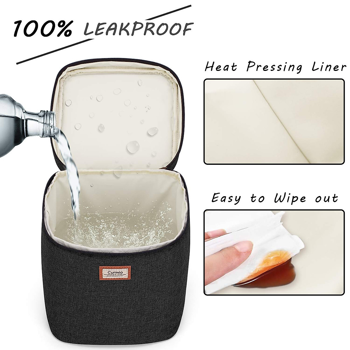 CURMIO Baby Bottles Cooler Bag with Ice Pack for 4 Bottles, up to 9 oz/270ml, Insulated Breastmilk Cooler and Ice Pack for Daycare Travel Nursing Mom,Black