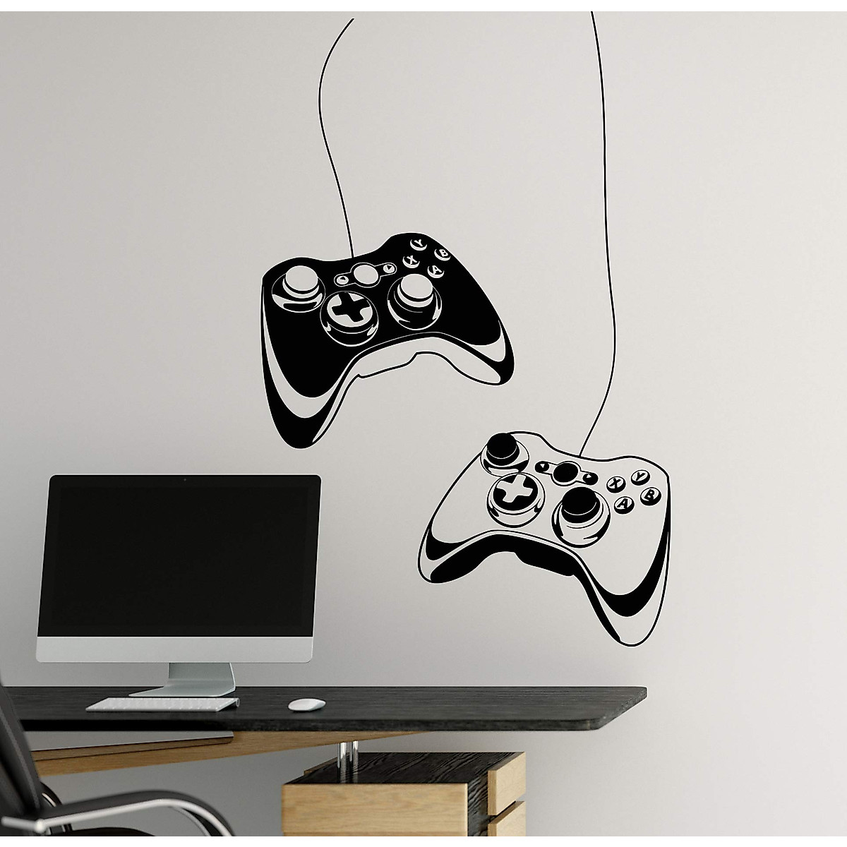 Wall Decal Gamer Gaming Joystick Vinyl Art Kids Room Large Decor z4909 (28 in X 43 in)