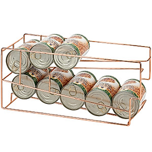 MyGift Modern Copper Tone Metal Wire Countertop or Pantry Can Holder Organizer Storage Dispenser Rack