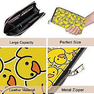 Qwalnely Cute Duck Wallet Leather Phone Money Credit Card Holder with Durable Zipper Purse Gifts for Women Girl