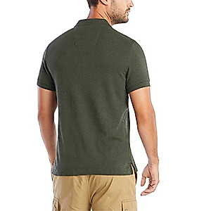 Nautica Men's Slim Fit Short Sleeve Solid Soft Cotton Polo Shirt, Moss Heather, Large