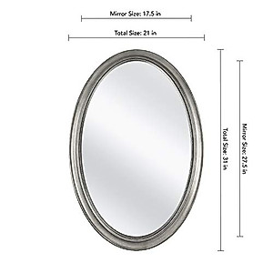 MCS Beaded Oval Mirror, 21 x 31 in, Pewter