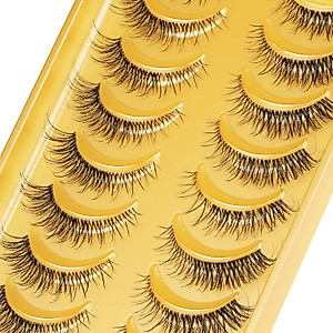 False Eyelashes Natural Wispy Lashes Cat Eye zanlufly Clear Band 3D Lashes that Look Like Extensions Soft Handmade Fake Eyelashes Lashes Pack