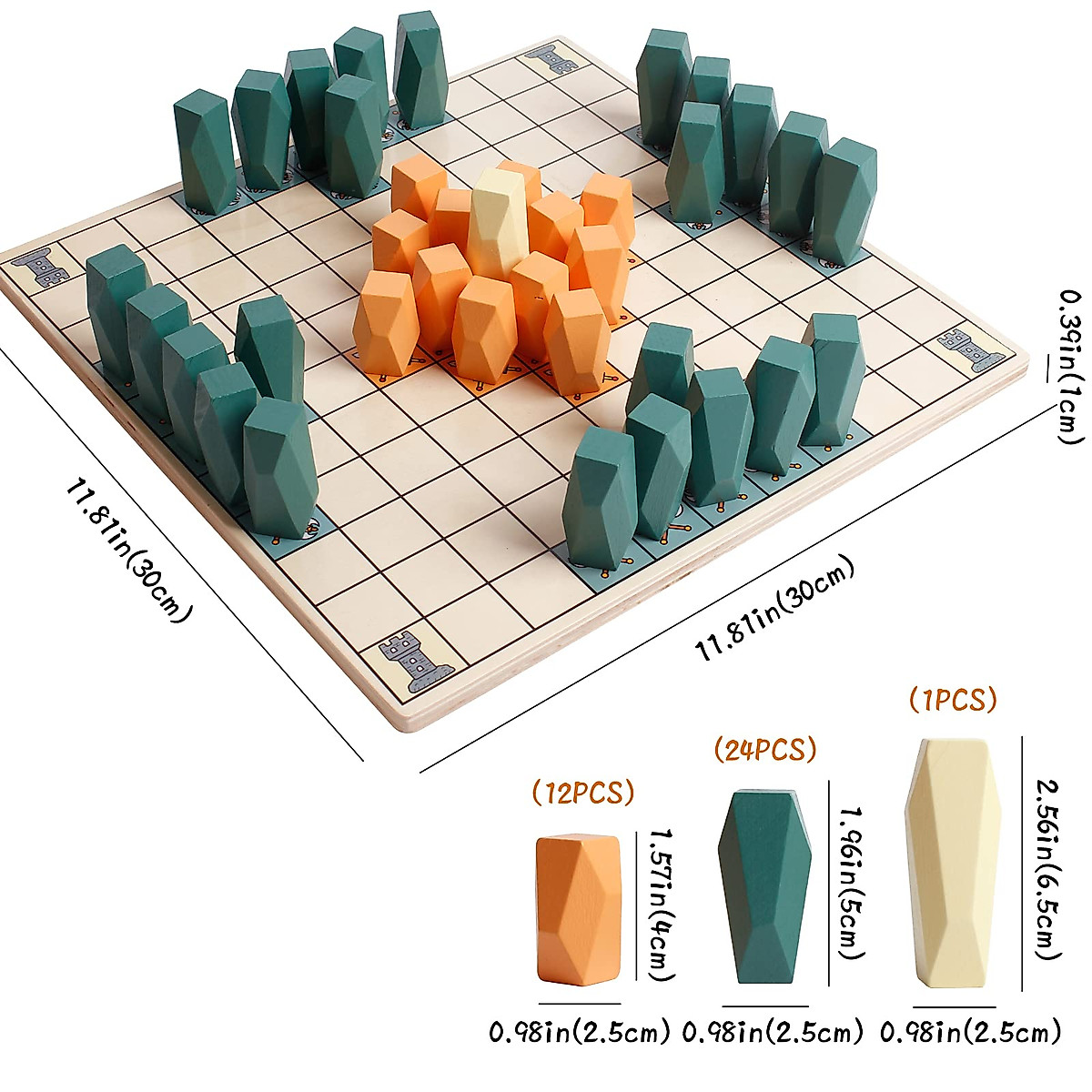 Wood Hnefatafl Viking Chess Board Game for Kids Adults Family Fun Tafl Play Set Pieces Solid Brain Teaser Intelligence Training,Travel Games